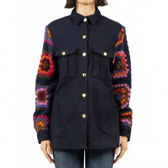 Vilagallo | Jackets & Coats | New Vilagallo Crochet Shirt Jacket In ...